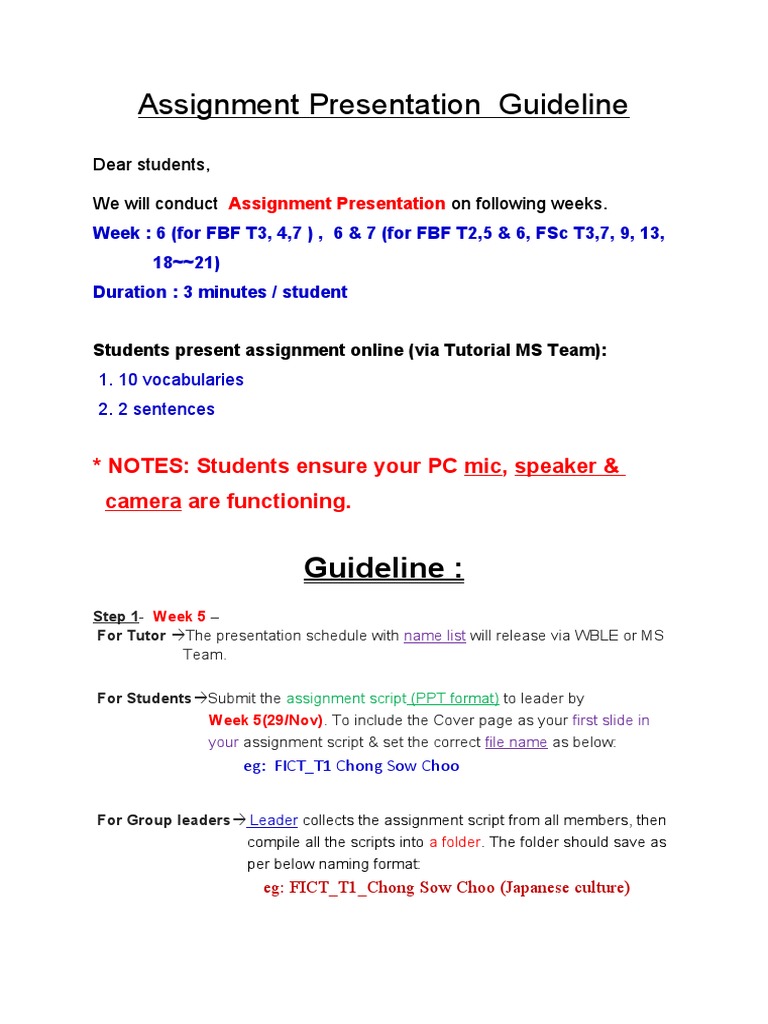 Asignment Presentation Guideline | PDF