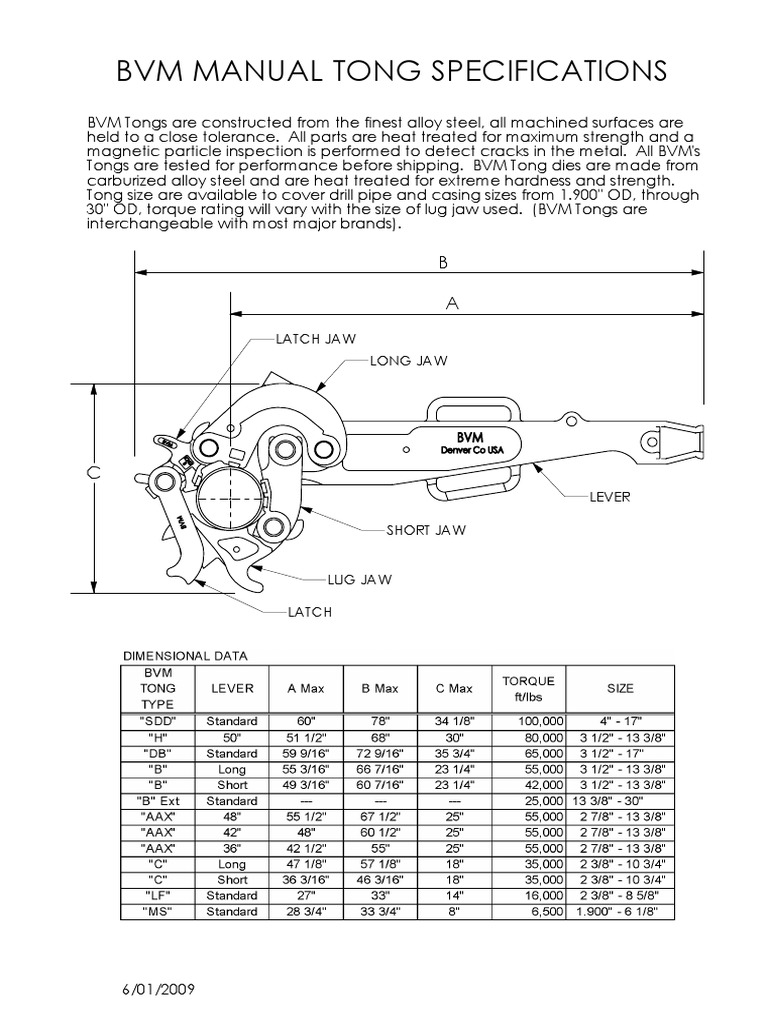 11 - Manual Tong Specifications | PDF