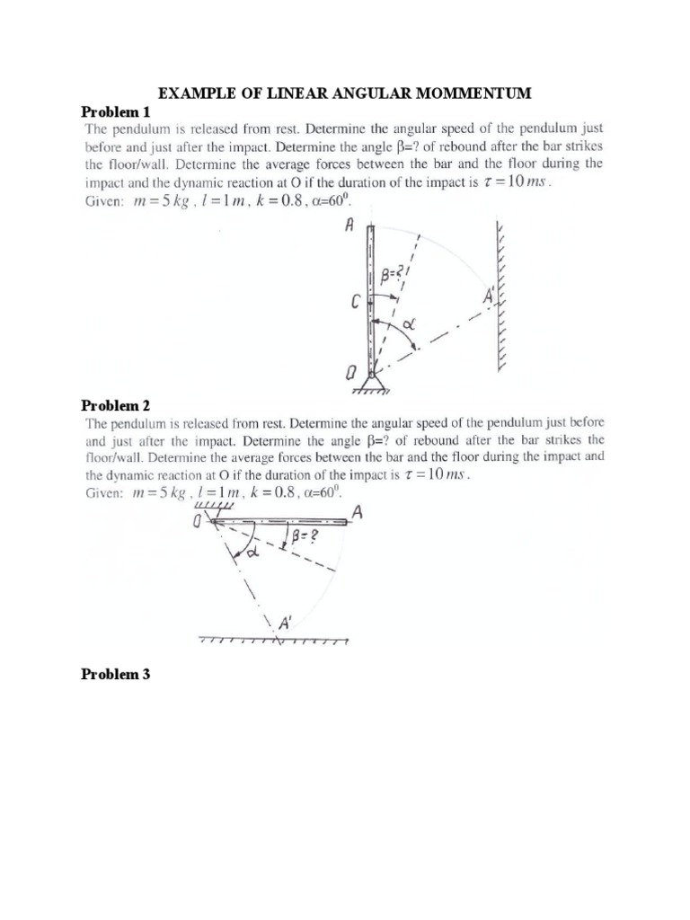Examples of Linear and Angular Momentum | PDF