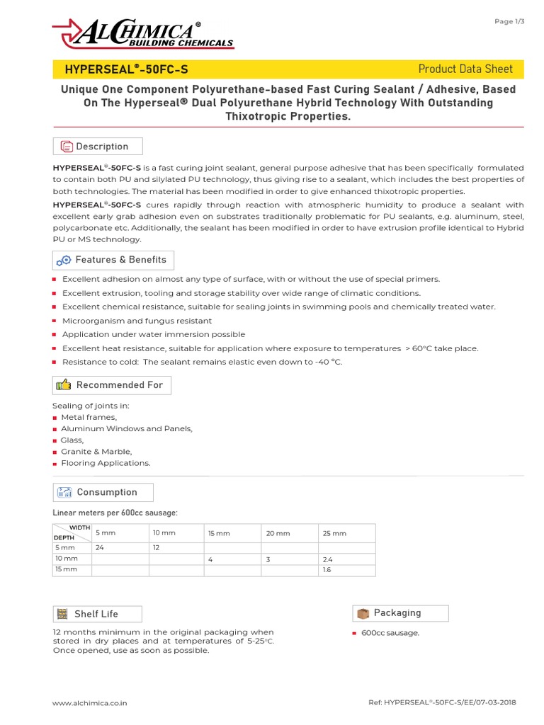 Hyperseal 50 FCS | PDF | Adhesive | Extrusion