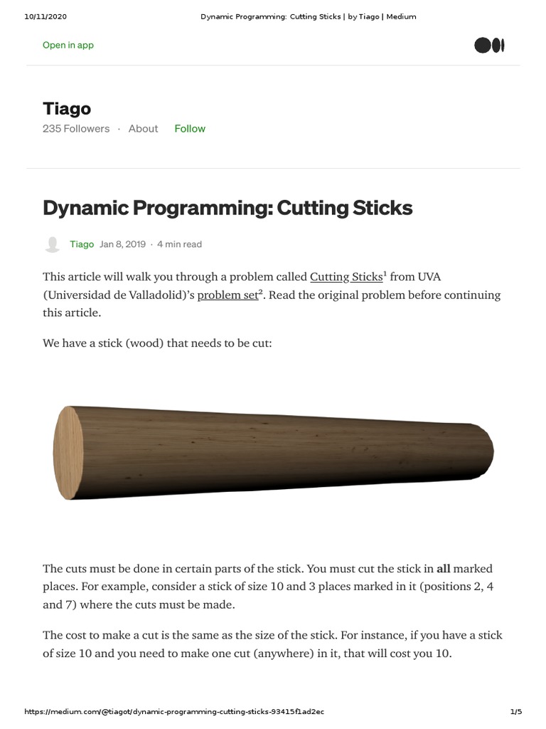 Dynamic Programming - Cutting Sticks - by Tiago - Medium | Download ...