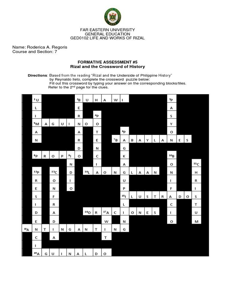 Rizal and the Crossword of History: Exploring Rizal's Life and Works ...