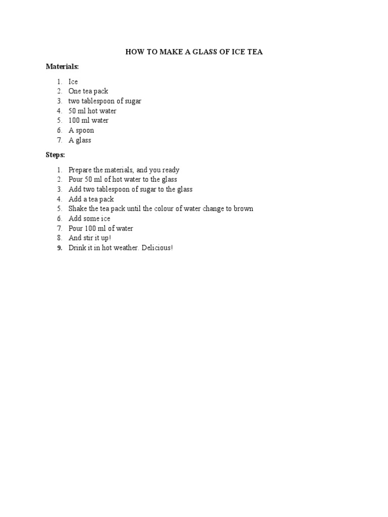 How To Make A Glass of Ice Tea | PDF | Cooking, Food & Wine