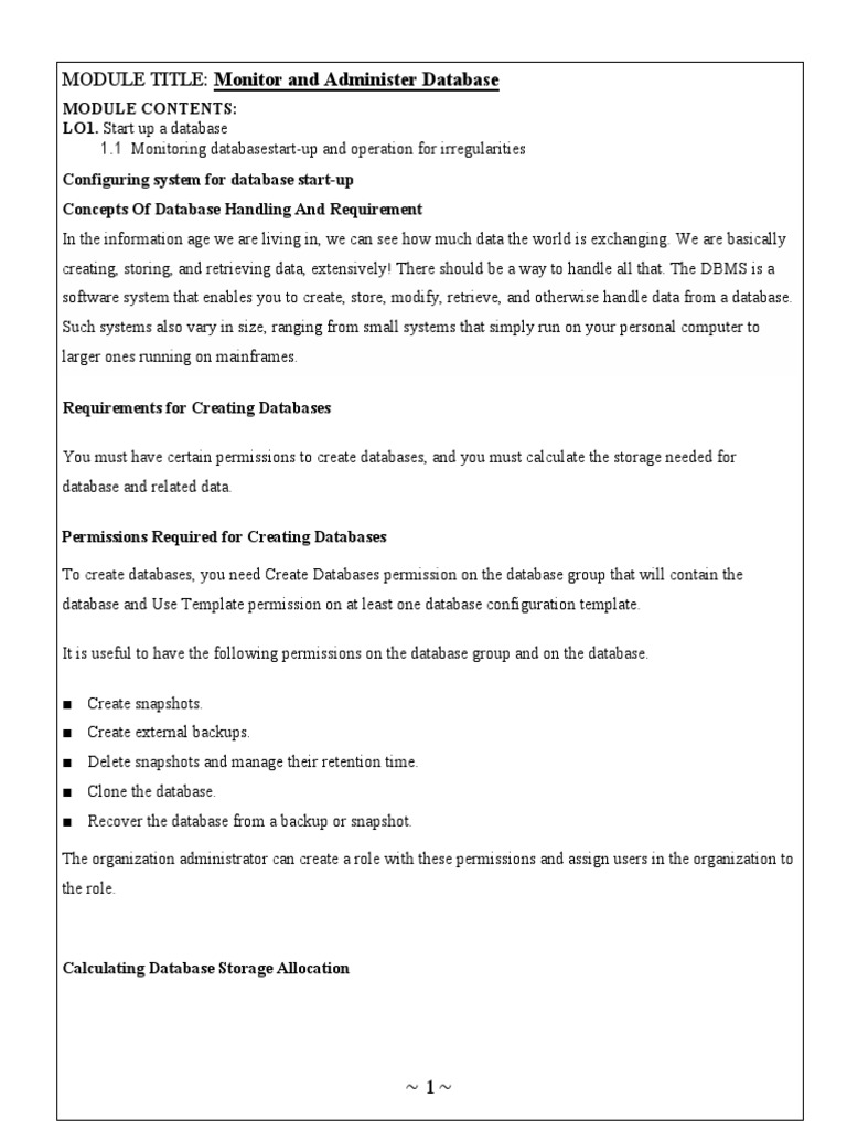 Monitor and Administer Module AA | PDF | Database Index | Relational Database