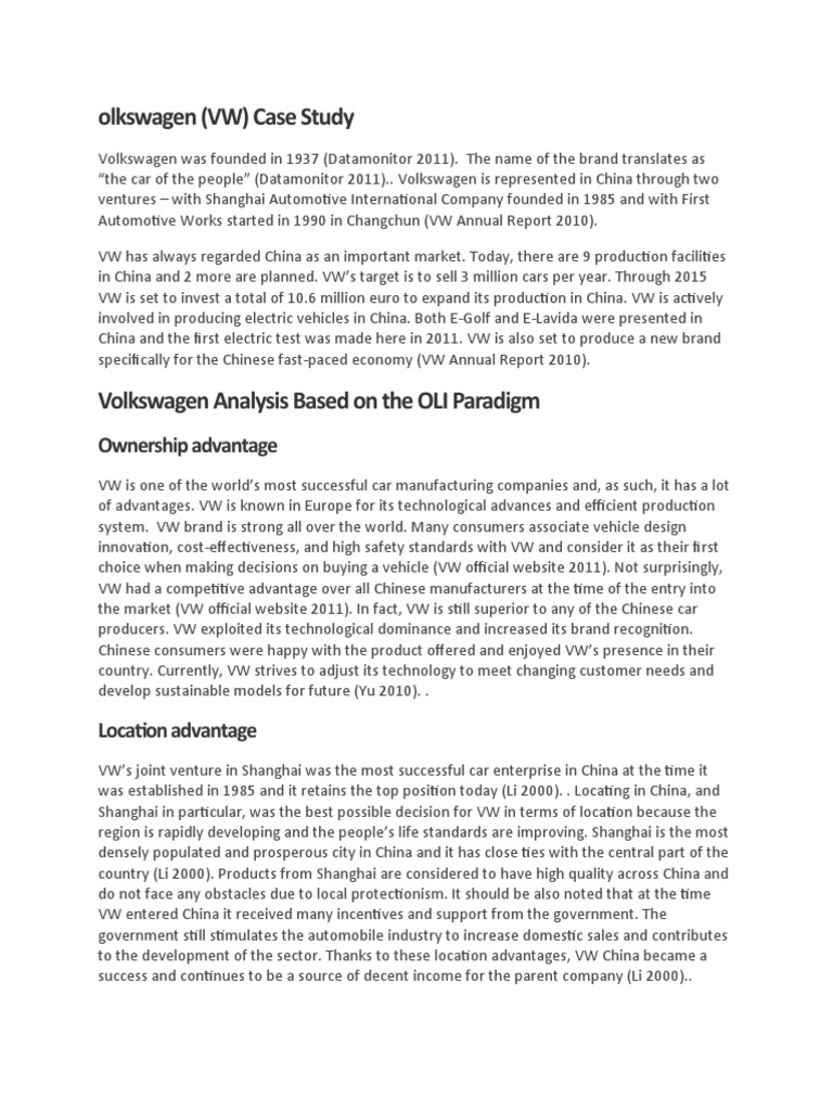 Case Study Volkswagen | Download Free PDF | Volkswagen | China