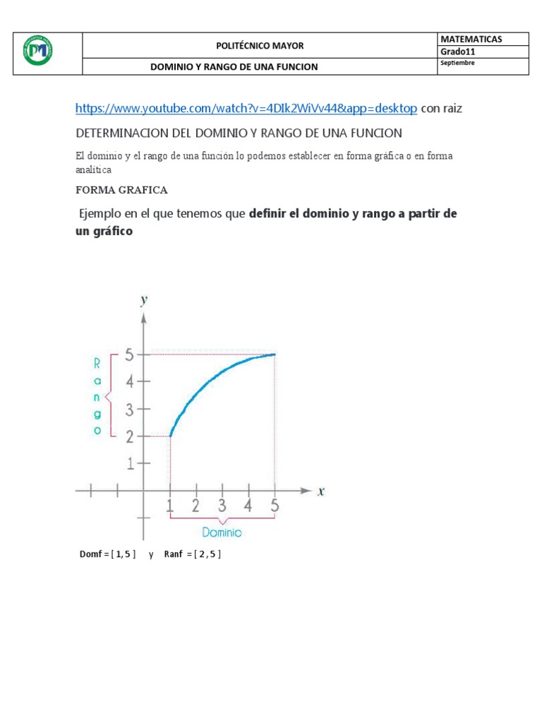 Dominio y Rango (Grafica y Analitico) | PDF | Función (Matemáticas ...