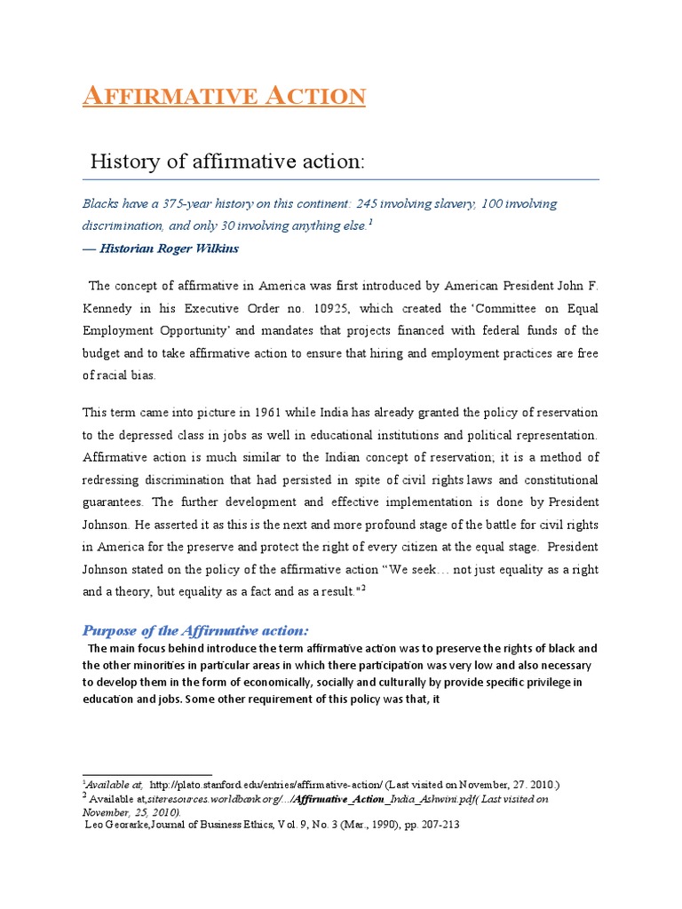 A History of Affirmative Action in America: From Its Origins in the ...