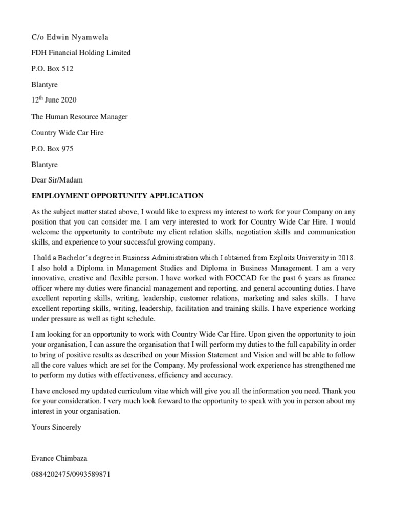 Evance Chimbaza - Country Wide PDF | PDF