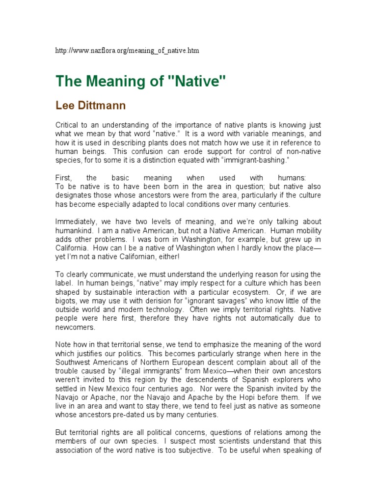 Definition of Native | PDF | Species | Evolution