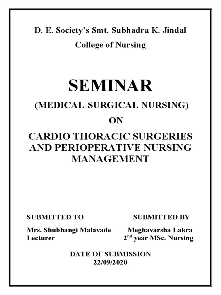 Seminar On CV Thoracic Surgeries | PDF | Atrium (Heart) | Heart Valve