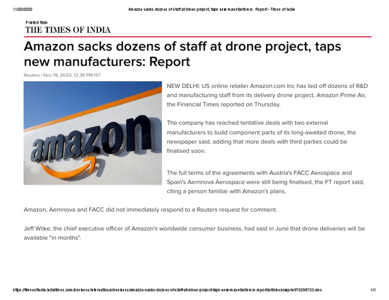 Amazon Drone Project Staff Cuts | PDF