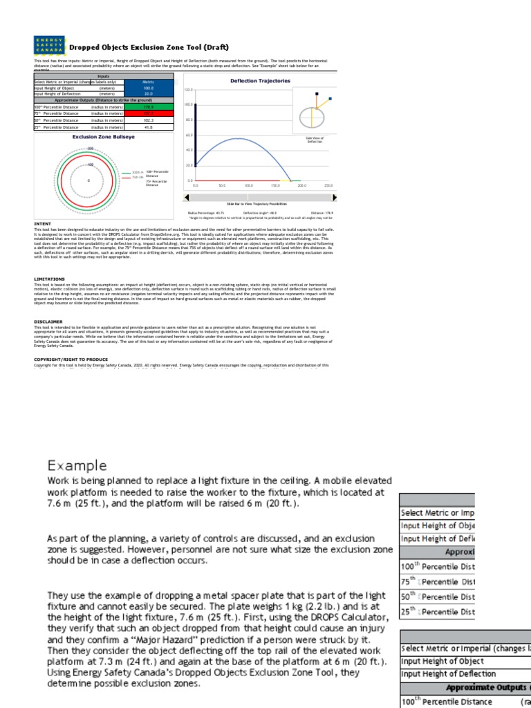 Dropped Objects Exclusion Zone Tool (Draft) : Deflection Trajectories ...