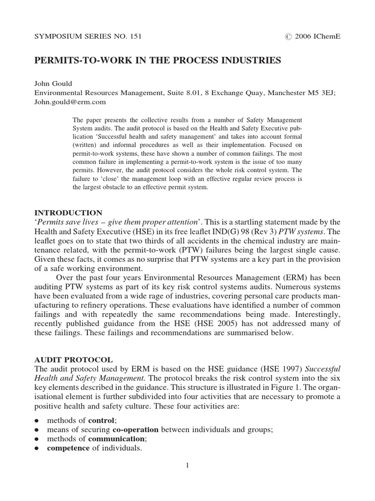 Permit - To - Work - Process Industries PDF | PDF | Audit | Safety