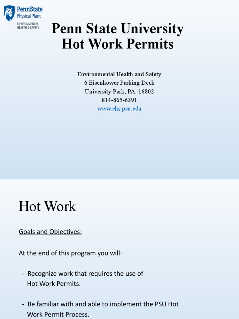 Penn State University Hot Work Permits | PDF | Fires | Industrial Processes