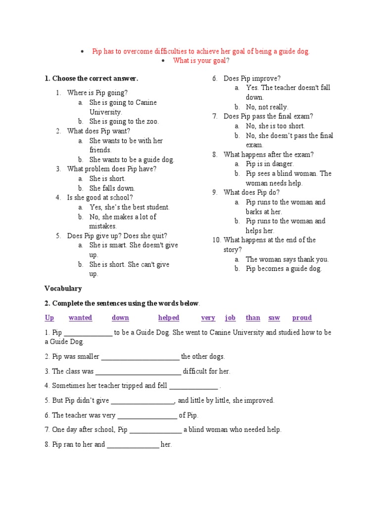 Pip - Worksheet | PDF