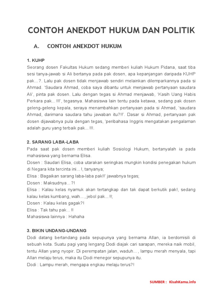 Contoh Anekdot Hukum Dan Politik | PDF
