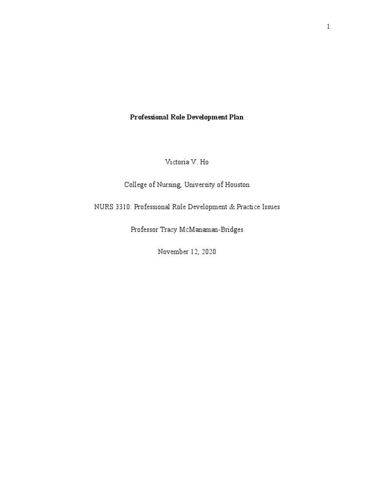 Professional Role Development Plan New | PDF | Nursing | Patient