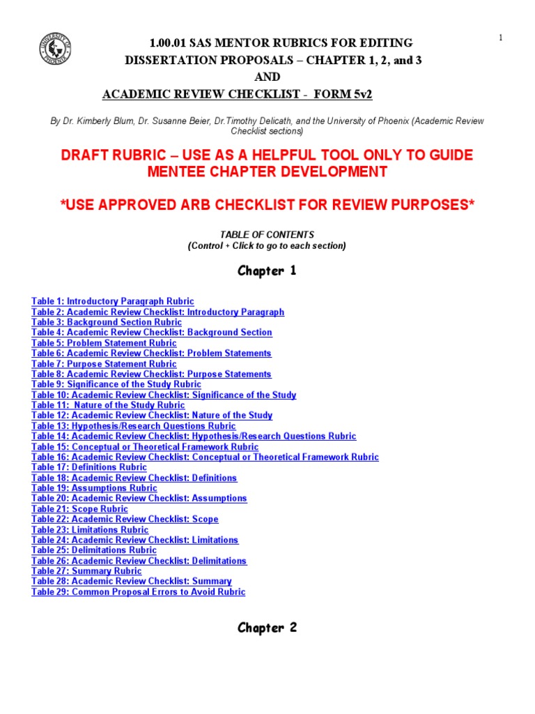 Draft Rubric - Use As A Helpful Tool Only To Guide Mentee Chapter ...