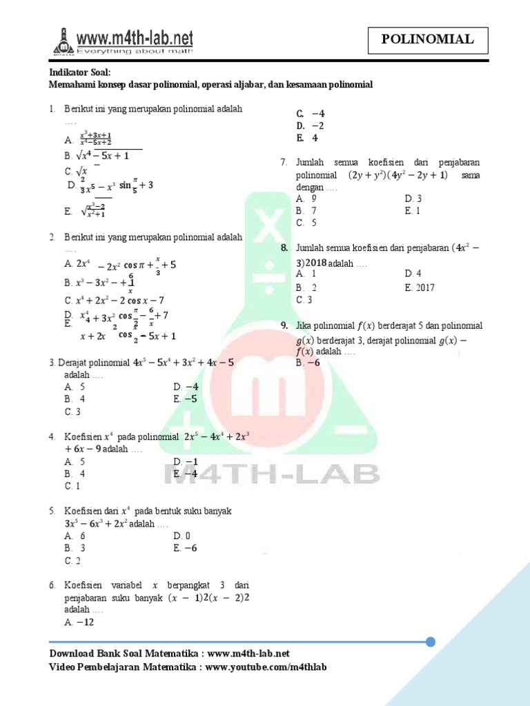 POLINOMIAL-Konsep Dasar | PDF