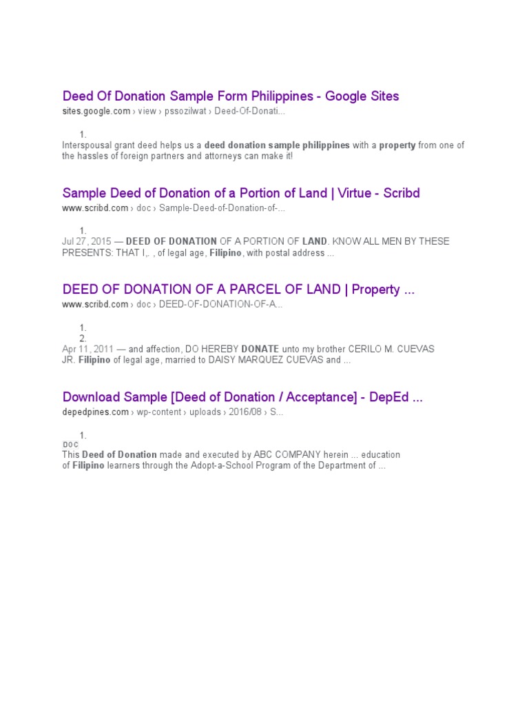 Deed of Donation Sample Form Philippines | PDF Deed of Donation Sample Form Philippines | PDF