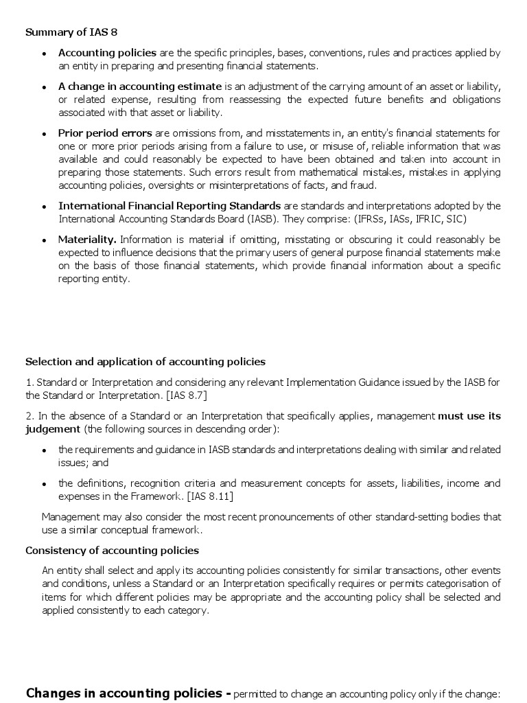 Summary of IAS 8 | PDF | International Financial Reporting Standards ...