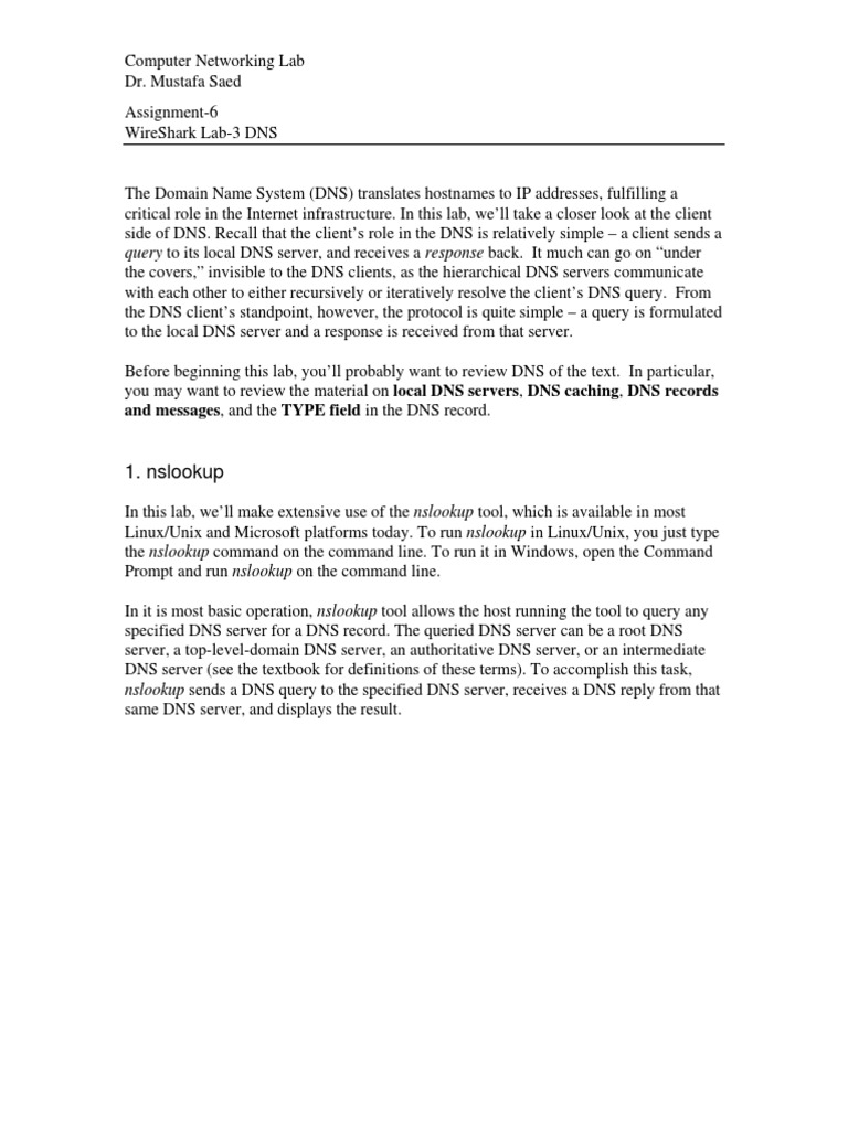 Wireshark LAb3-DNS PDF | PDF | Domain Name System | Port (Computer Networking)