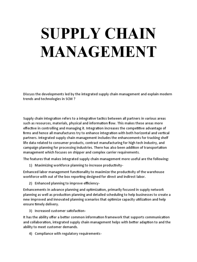 SCM Assignment | PDF | Supply Chain | Supply Chain Management