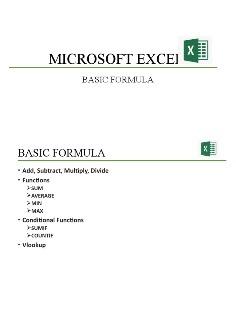 Microsoft Excel Basic Formula Pdf