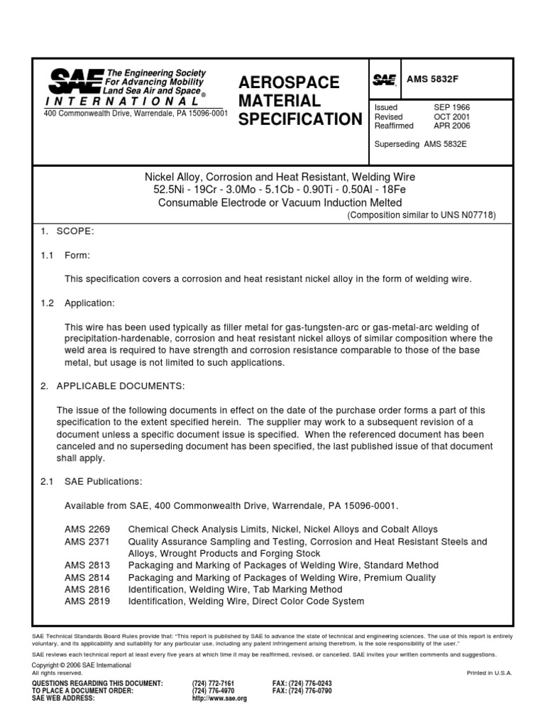 Aerospace Material Specification | PDF | Wire | Welding
