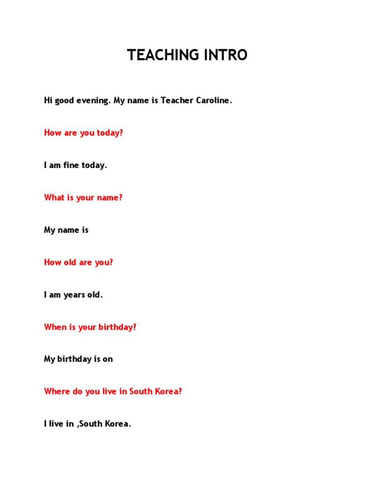 Teaching Intro TEACHING INTRO | PDF | Zoo