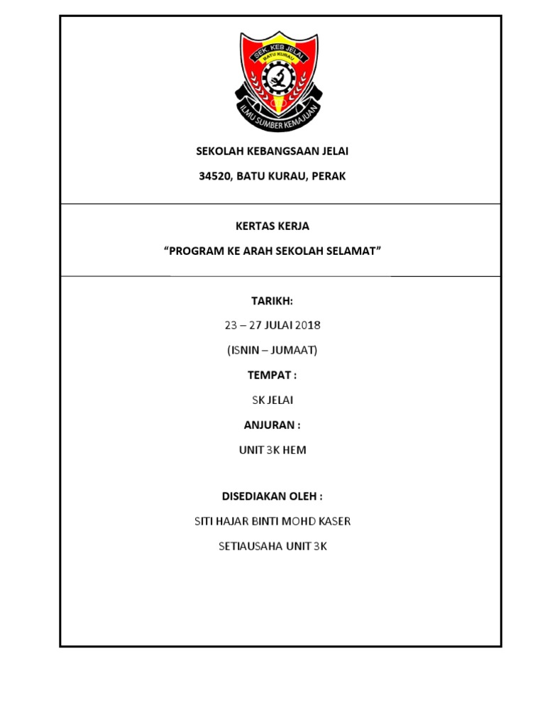 Kertas Kerja Pelancaran Program 3K | PDF