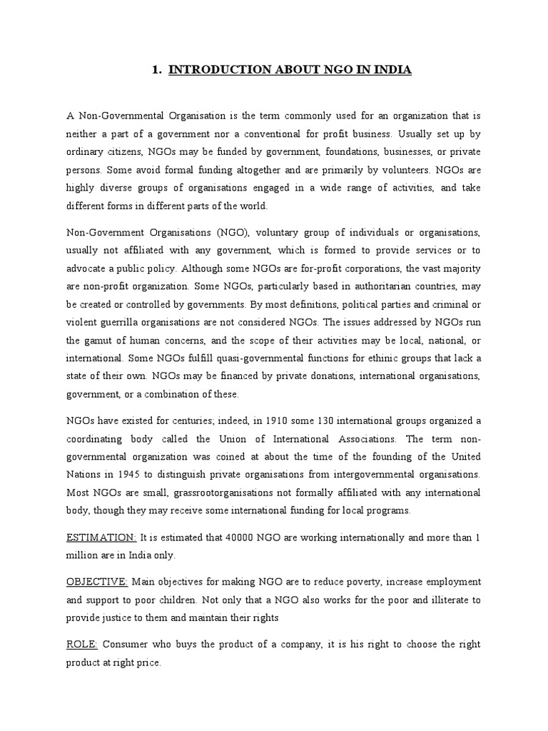 Introduction About Ngo in India | PDF