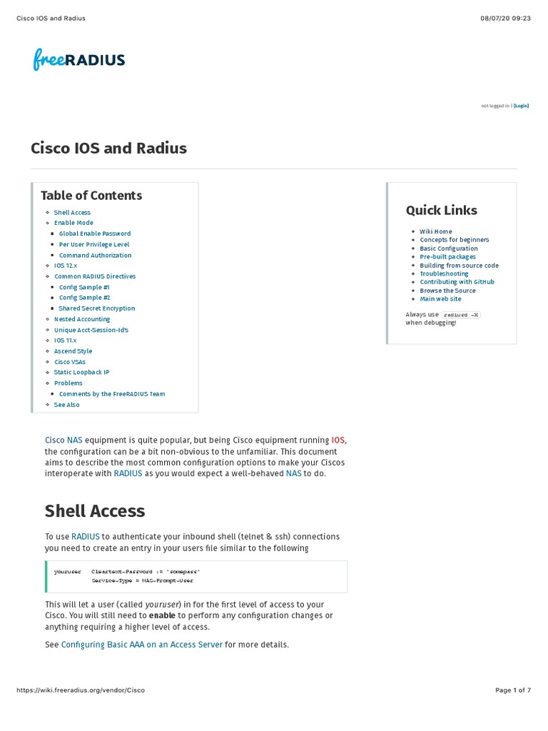 Cisco IOS and Radius | PDF | Radius | Network Protocols