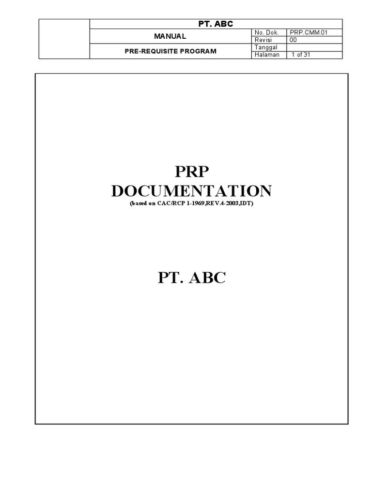 CONTOH - Manual GMP PT. ABC | PDF