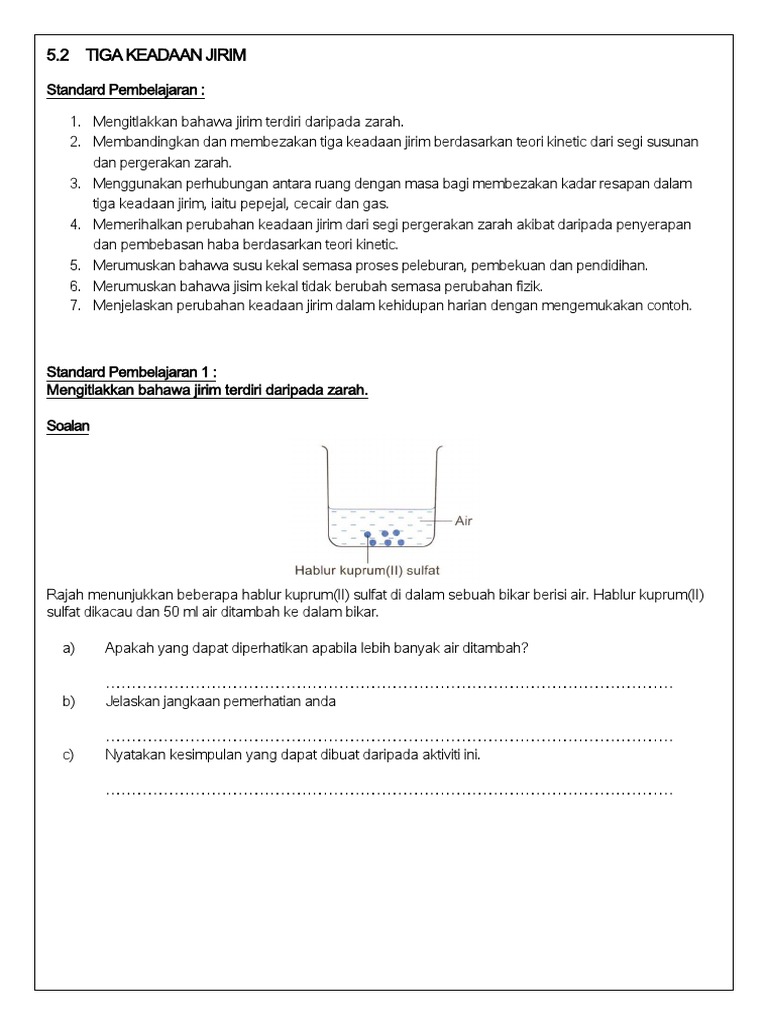 5.2 Latihan (Tiga Keadaan Jirim) | PDF