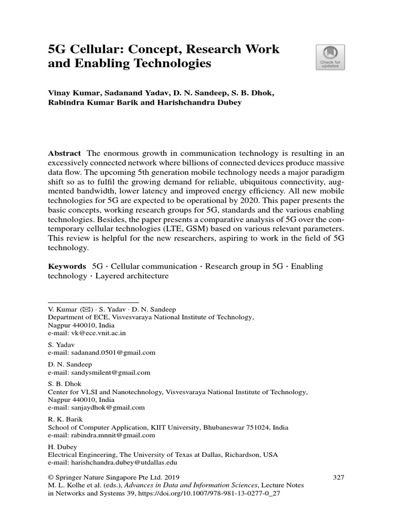 5G Cellular: Concept, Research Work and Enabling Technologies | PDF ...
