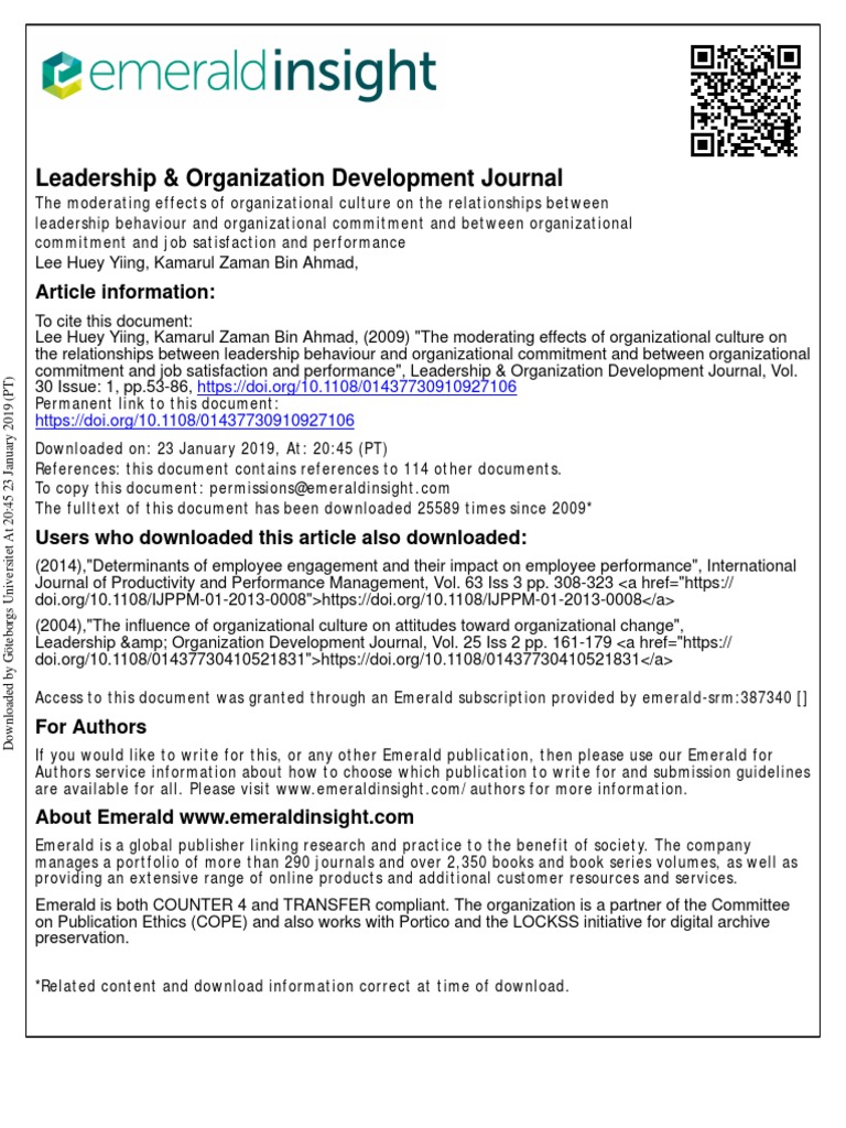 Leadership & Organization Development Journal: Article Information ...