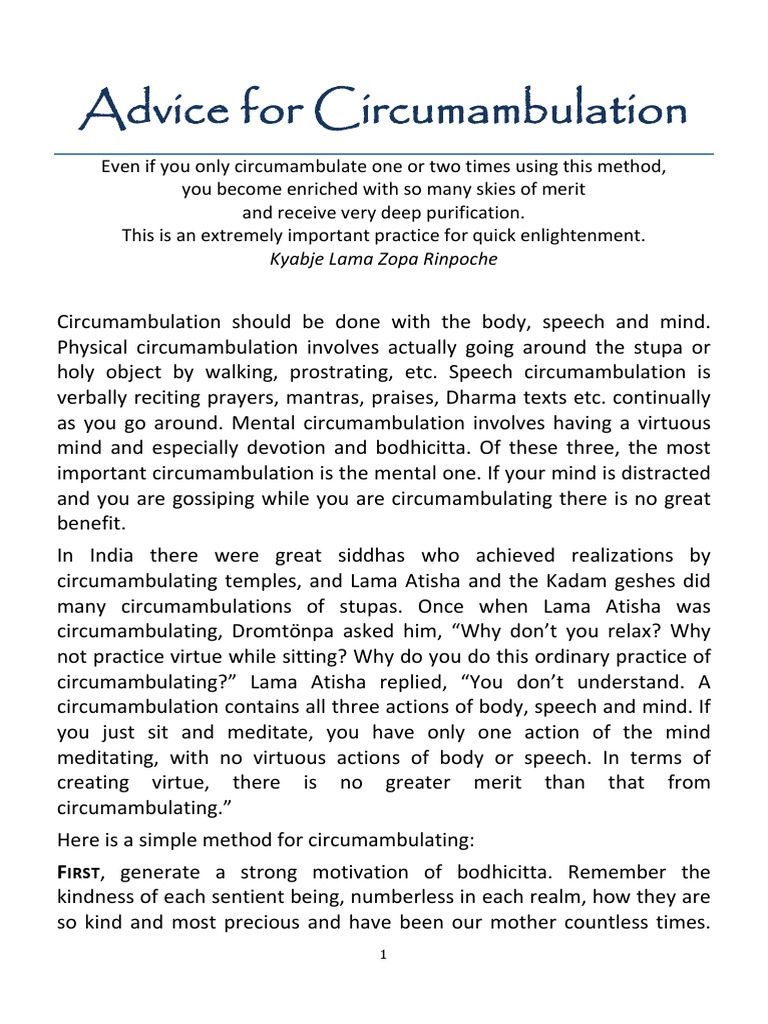 Advice For Circumambulation: Kyabje Lama Zopa Rinpoche | PDF | Mantra ...