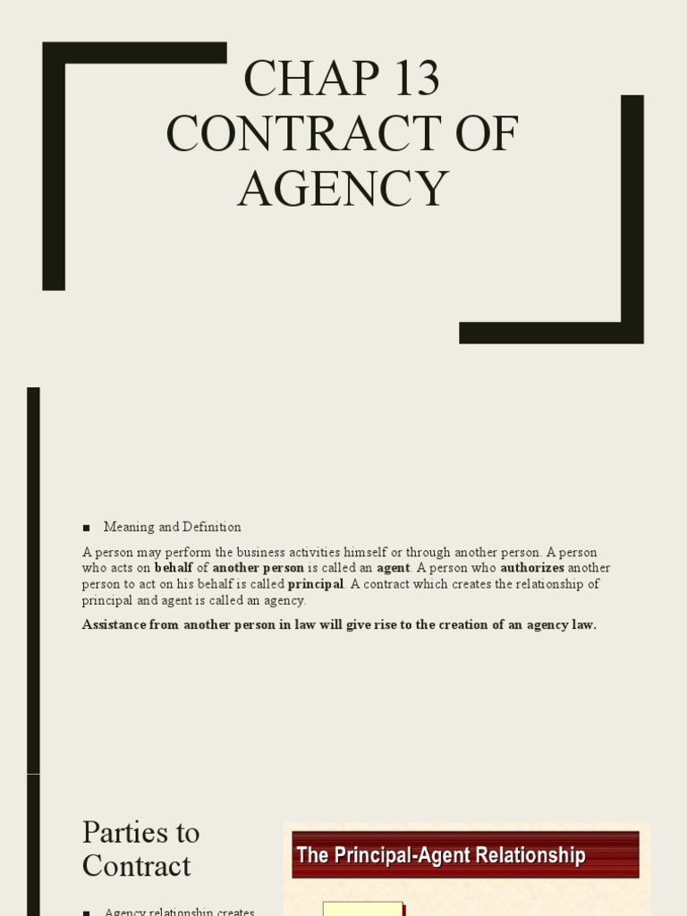 13) Contract of Agency | PDF | Law Of Agency | Ratification