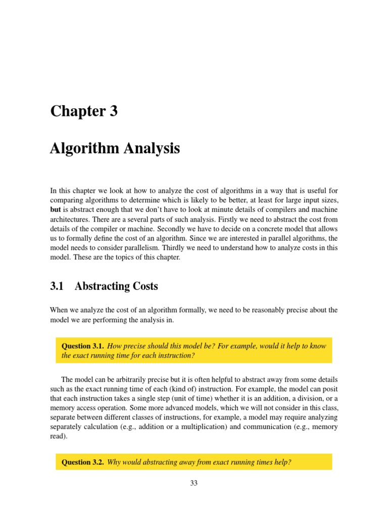 Algorithm Analysis: 3.1 Abstracting Costs | PDF | Parallel Computing | Time Complexity