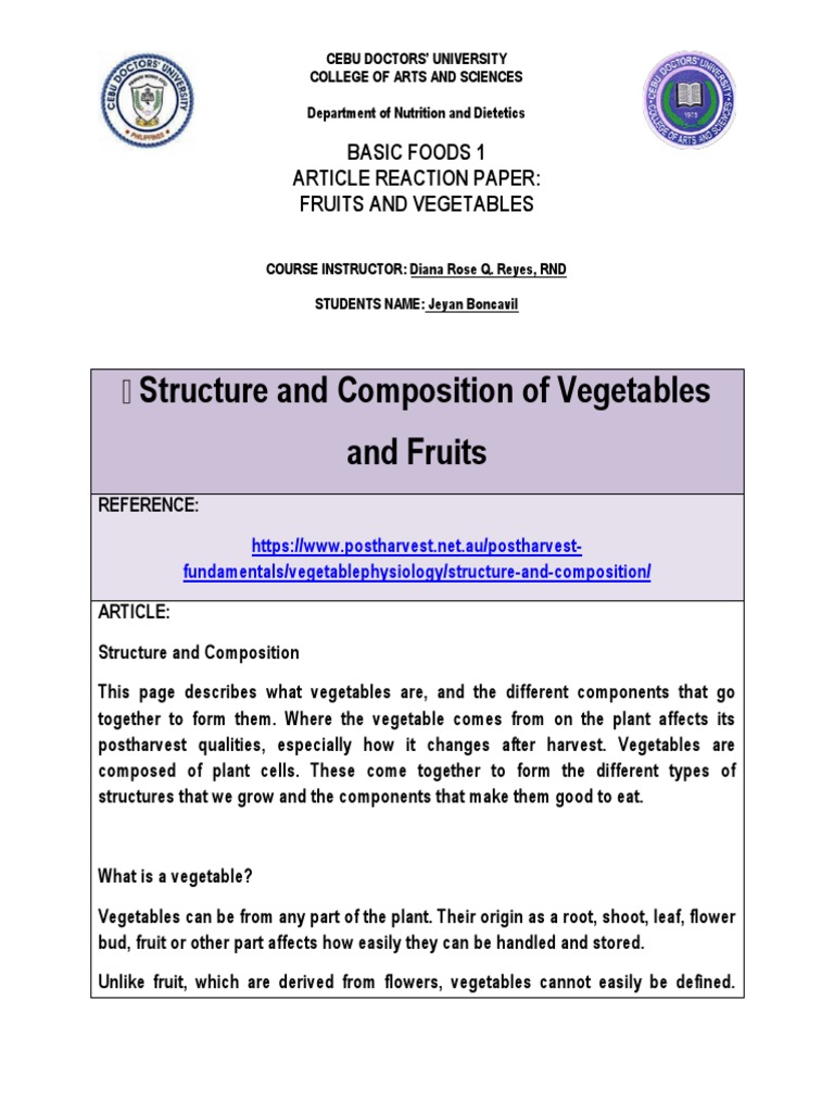 Article - Fruits and Vegetables | PDF | Dietary Fiber | Diet & Nutrition