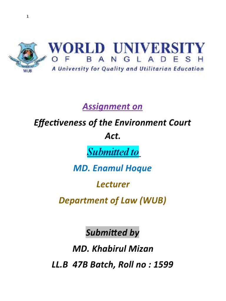 Environmental Law Assignment | PDF | Magistrate | Judge