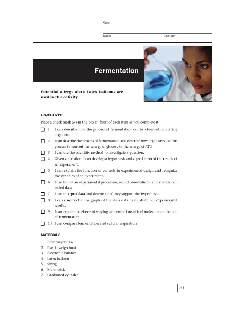 Fermentation Lab Activity PDF | PDF | Cellular Respiration | Fermentation