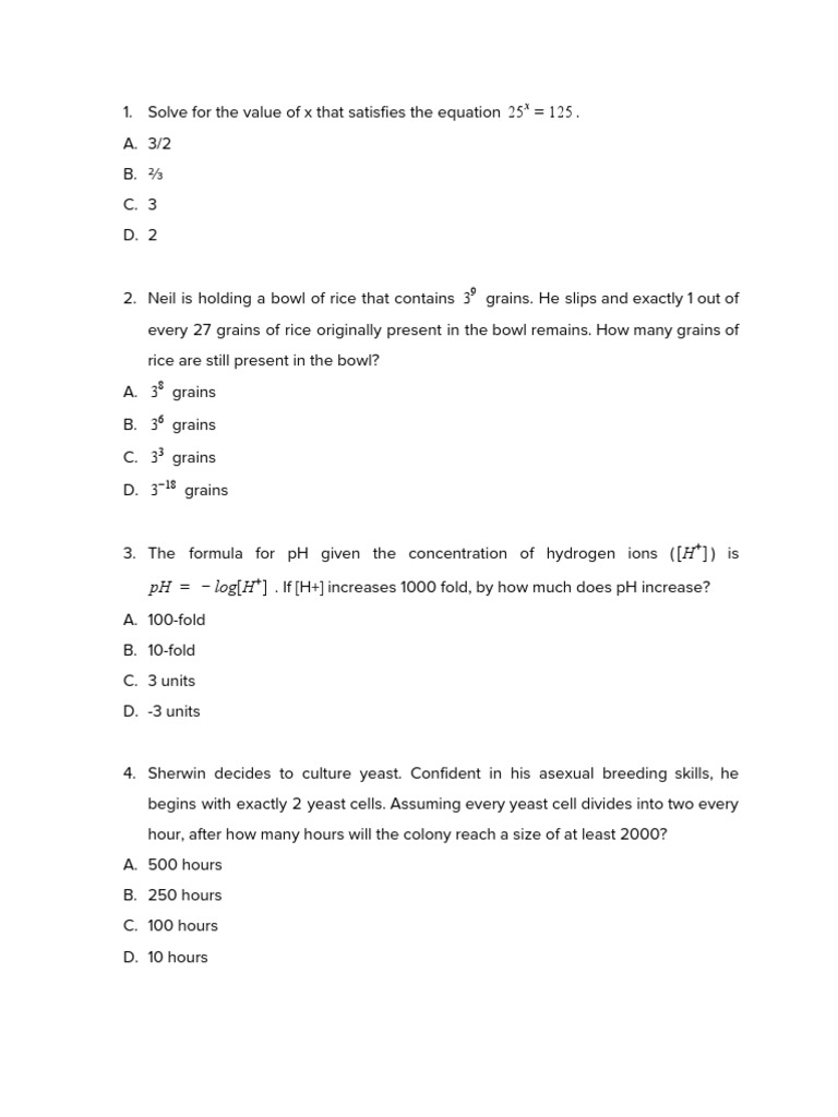 Pre-Cal - Exponential Equations and Functions, and Logarithms Worksheet ...