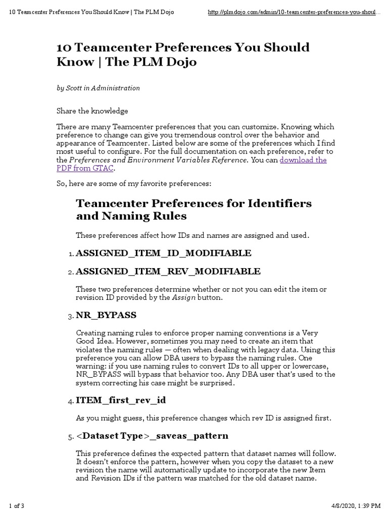 PLM Dojo-10 Teamcenter Preferences You Should Know | PDF | Graphical ...