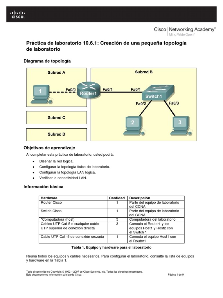 Practica10 6 1 | PDF | Dirección IP | Gateway (Telecomunicaciones)