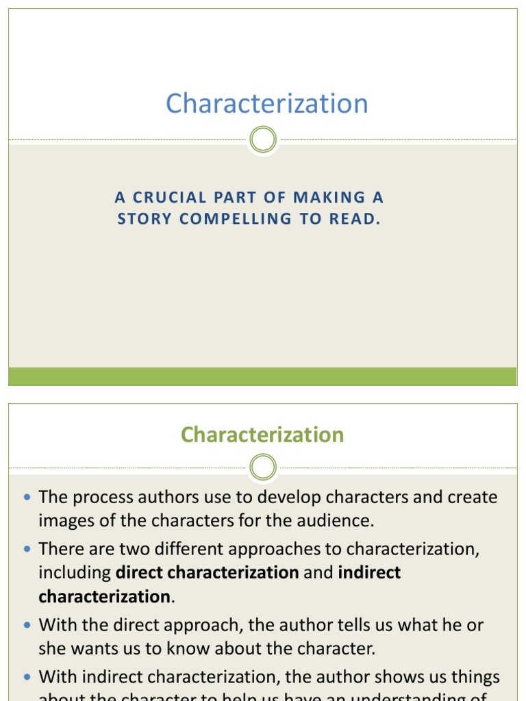 Characterization MYP Notes | PDF | Narration