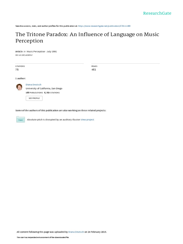 The Tritone Paradox: An in Uence of Language On Music Perception | PDF ...
