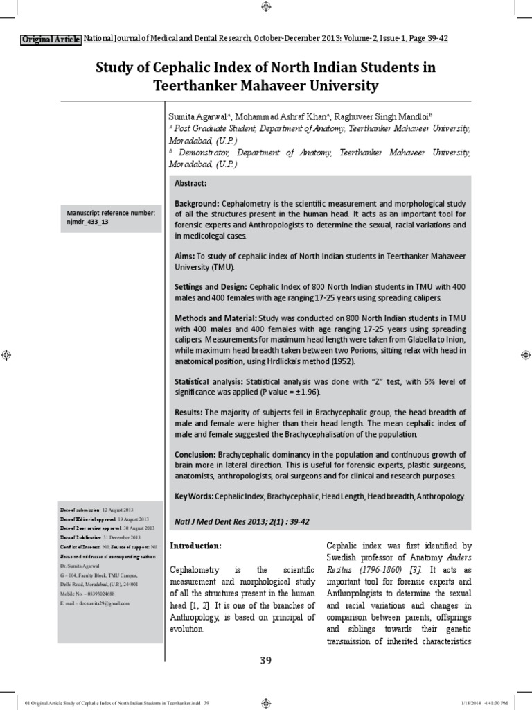 Cephalic Index PDF | PDF | Science