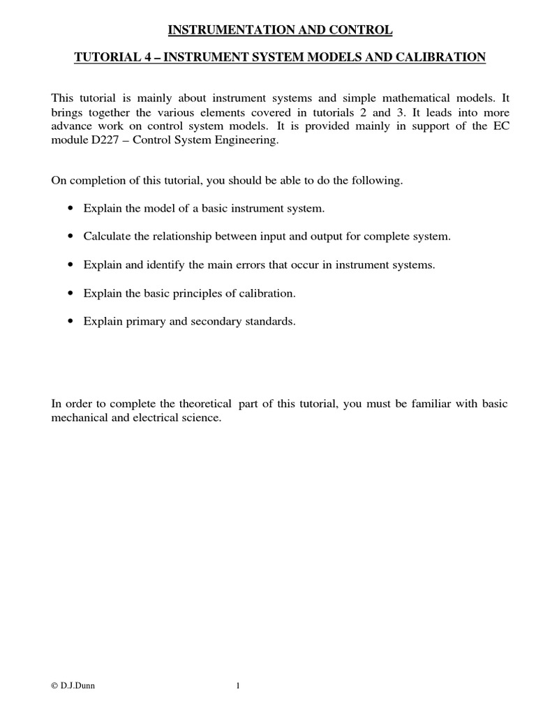 Instrumentation Training Tutorial4 PDF | PDF | Thermometer | Calibration